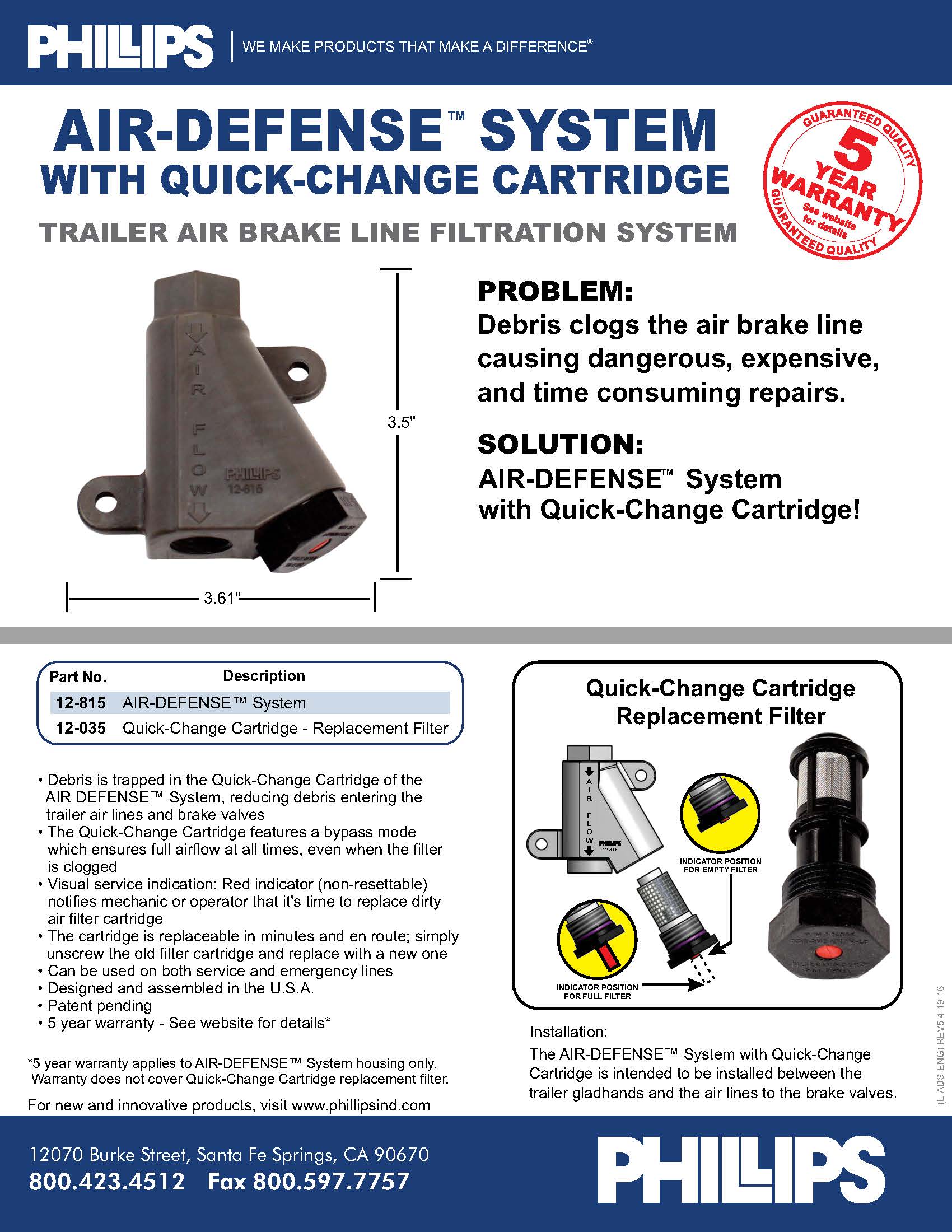 AIR-DEFENSE™ SYSTEM WITH QUICK-CHANGE CARTRIDGE - Phillips Ind